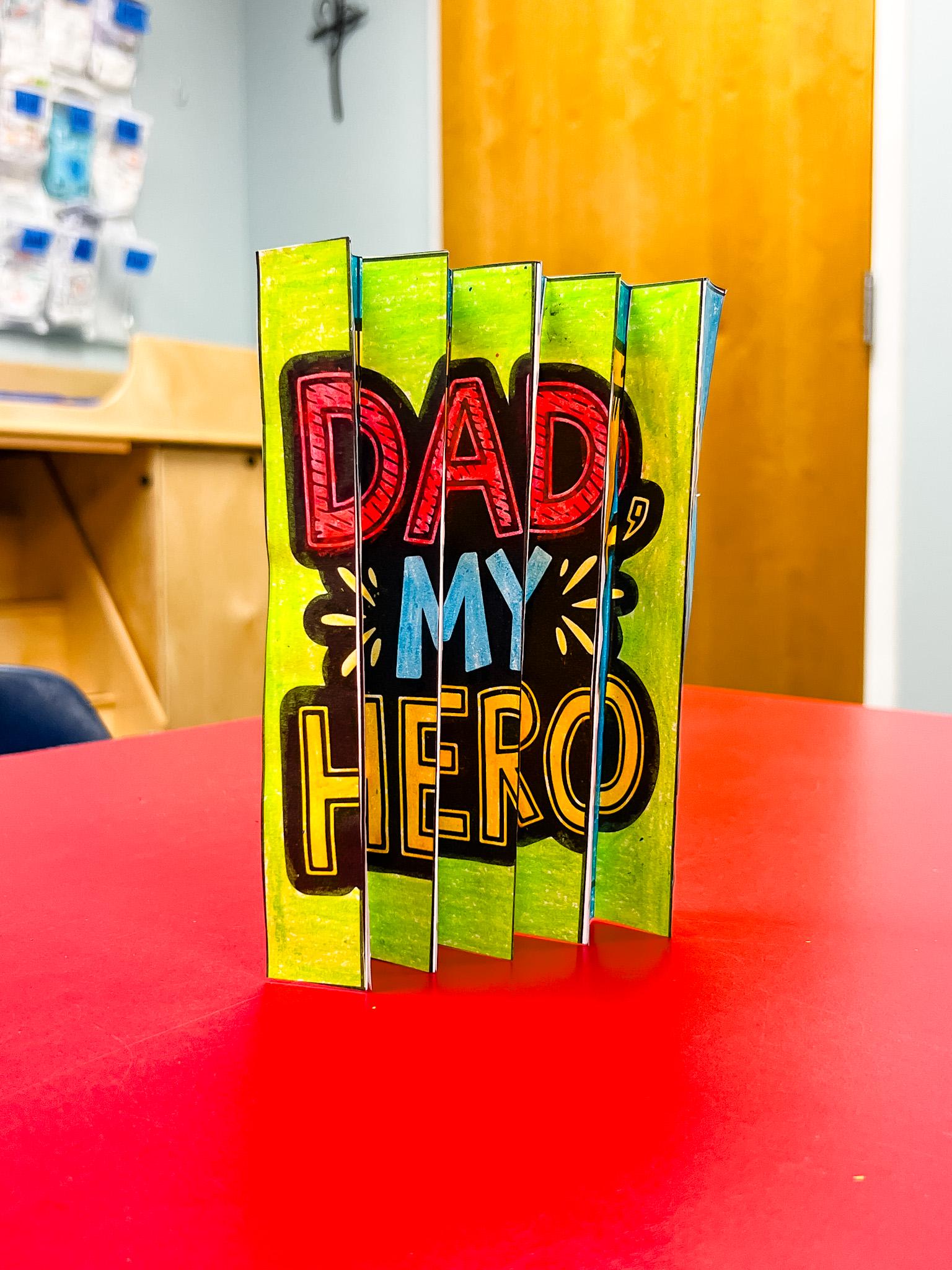 3D Father’s Day Card Printable | Visual Illusion Coloring Craft for ...