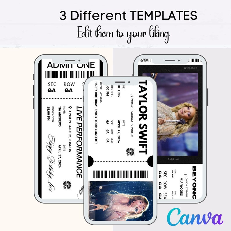 Editable Concert Tickets Printable Digital Download Canva - Etsy