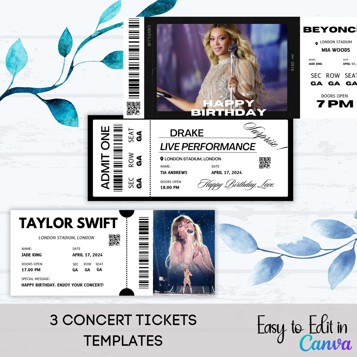 Editable Concert Tickets Printable Digital Download Canva - Etsy