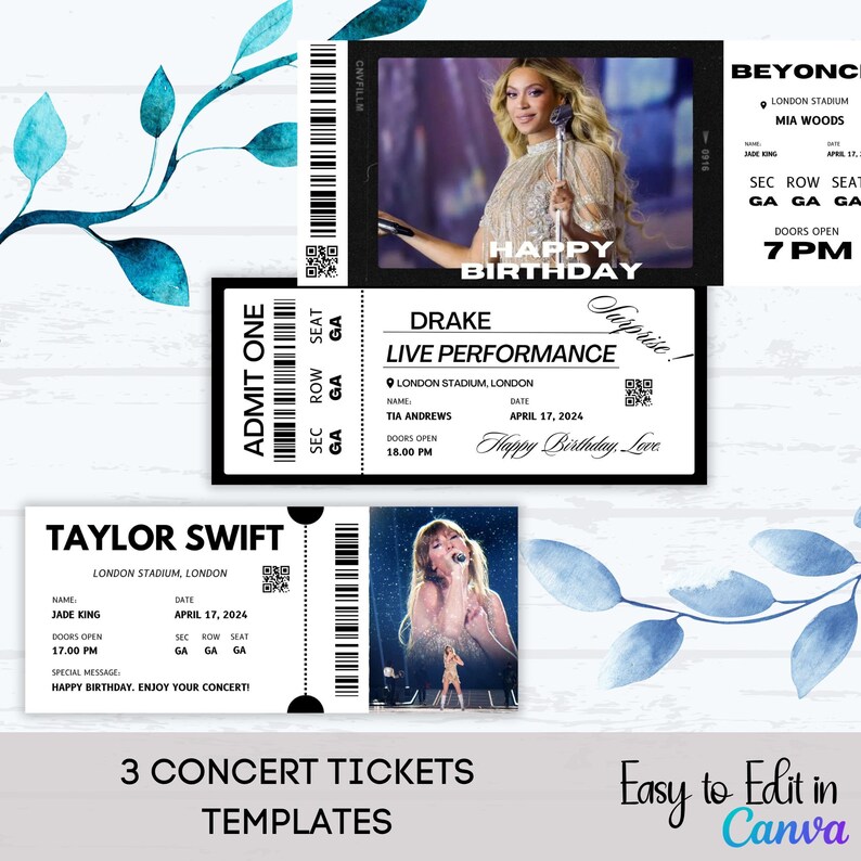 Editable Concert Tickets Printable Digital Download Canva - Etsy