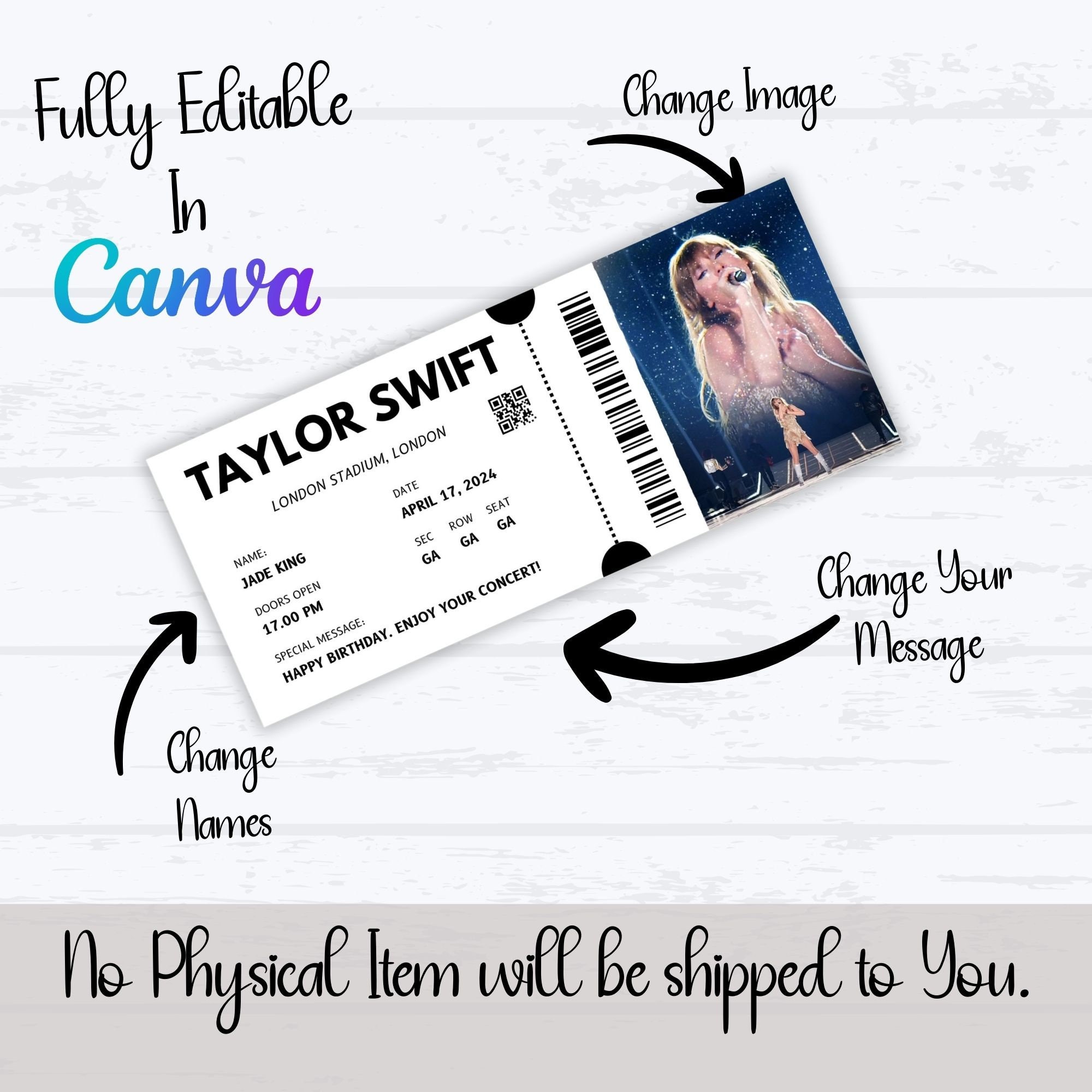 Editable Concert Tickets Printable Digital Download Canva - Etsy