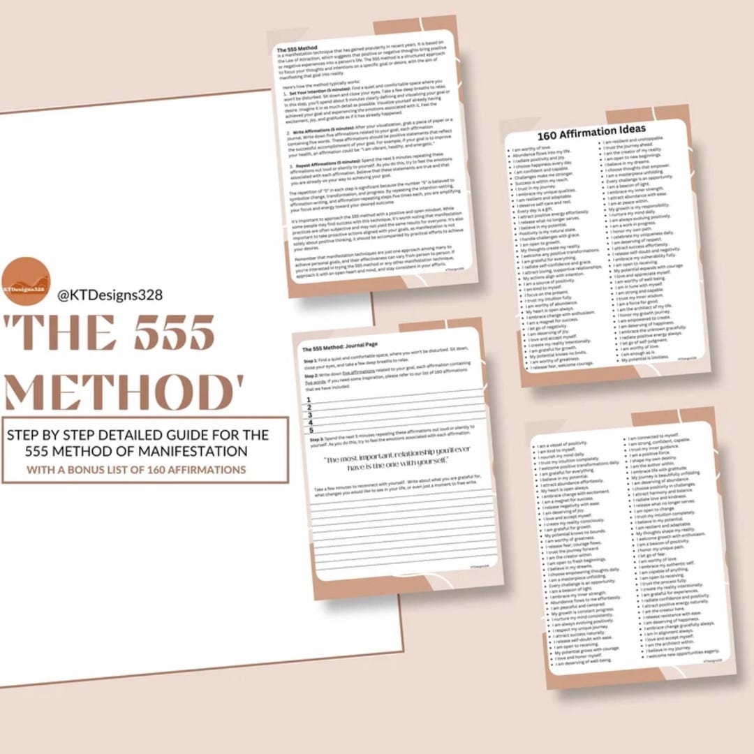 The 555 Method Affirmations & Journal Digital Download - Etsy