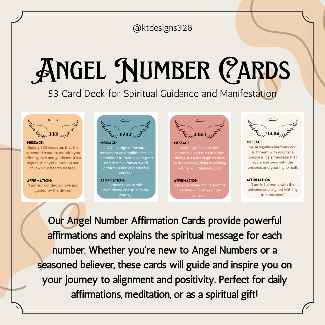 Angel Number Affirmation Cards – 53 Card Deck for Spiritual Guidance ...