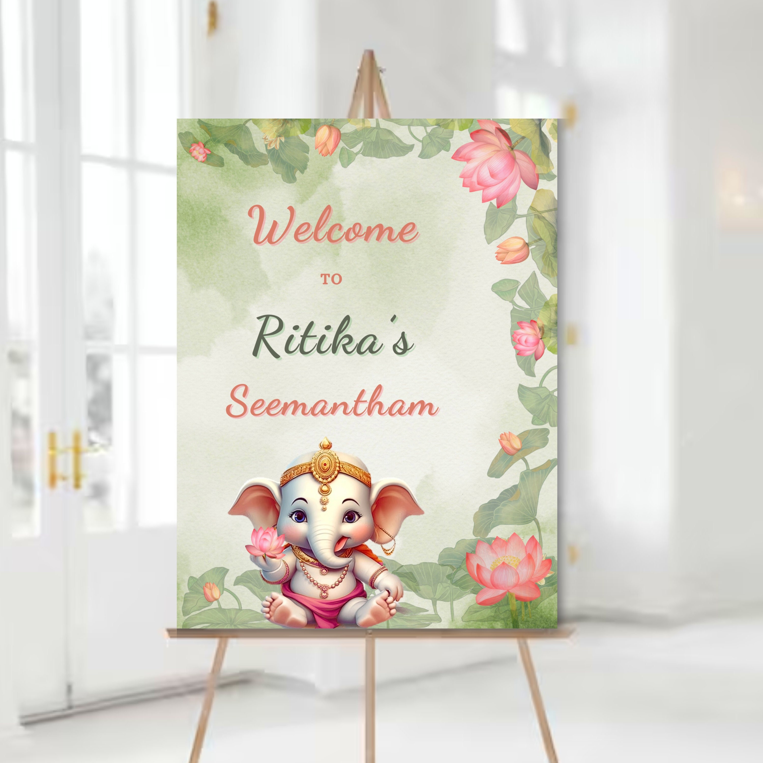 Indian Baby Shower Welcome Sign Seemantham Welcome Board Godh Bharai ...