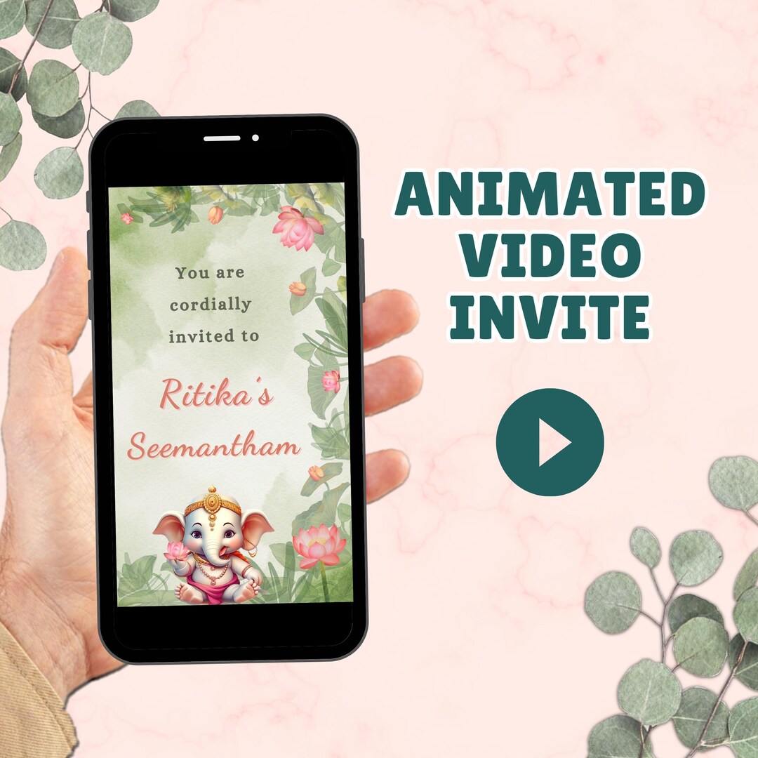 Indian Baby Shower Video Invitation Tamil Seemantham Animated Phone ...