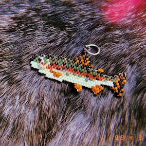 Beaded Rainbow Trout Dangle Earrings | Indigenous Art | Hand-made With ...