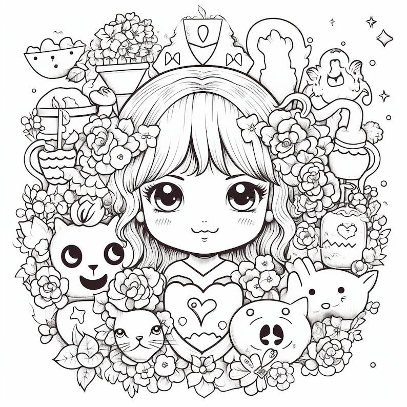 Kawaii and Mochi Cute Valentine's Day Doodle Coloring Pages Collection ...