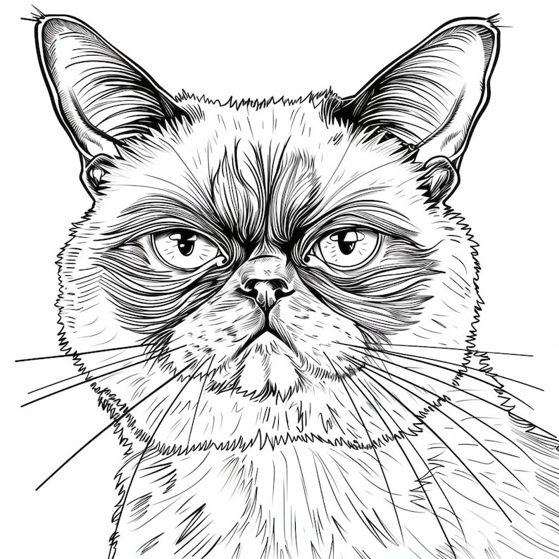 Grumpy Cat Coloring Pages Set - 63 Designs - Printable PDF - Instant ...