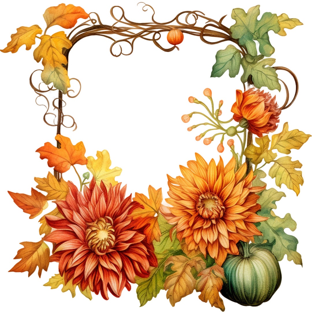 Autumn Clipart Frames: Handcrafted Fall Digital Borders (PNG) - Etsy