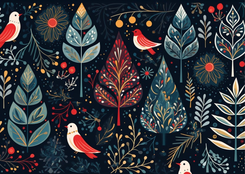 Whimsical Retro Christmas Digital Papers - Quirky and Fun Festive ...