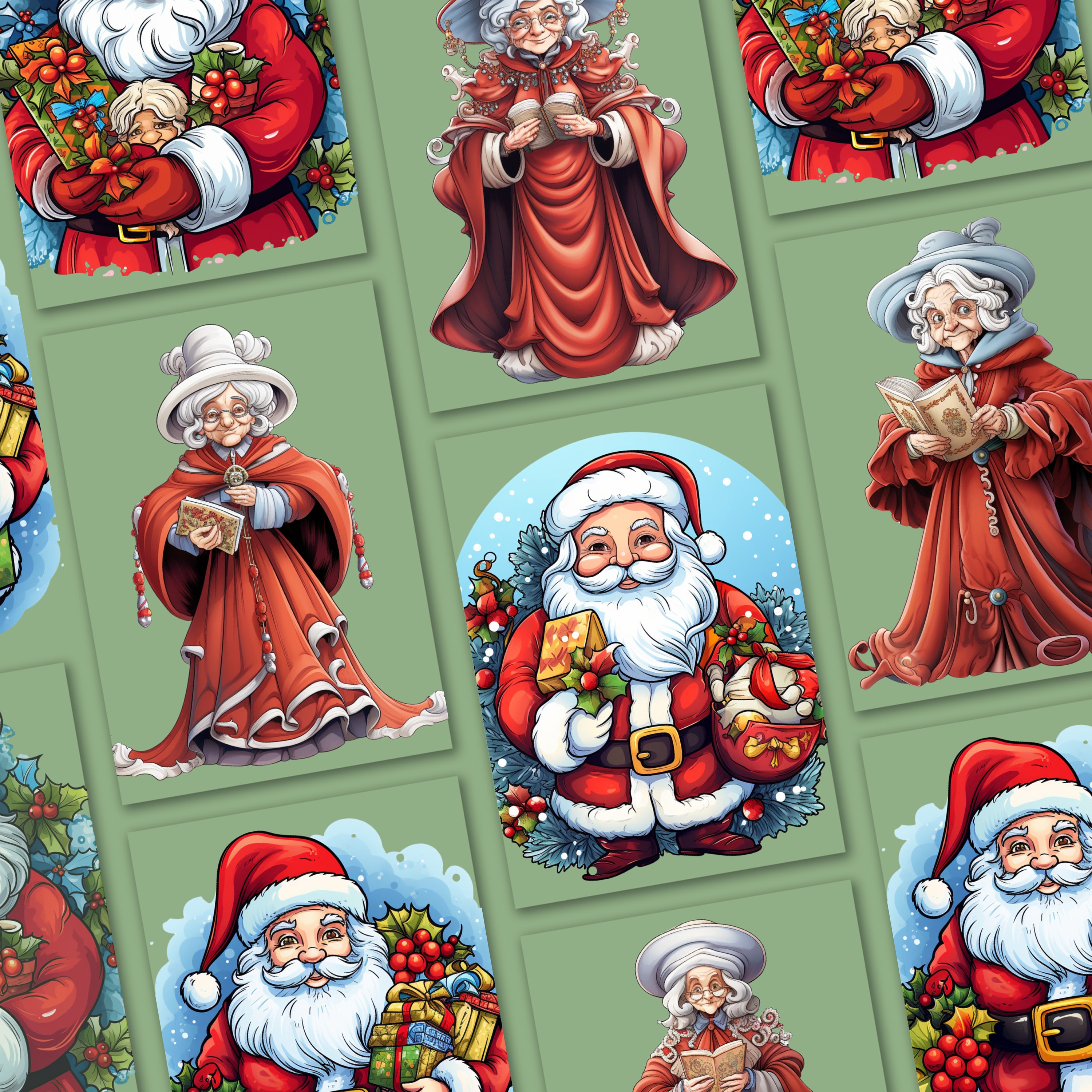 25 Piece Santa & Mrs. Claus Clip Art Collection - Festive Digital ...