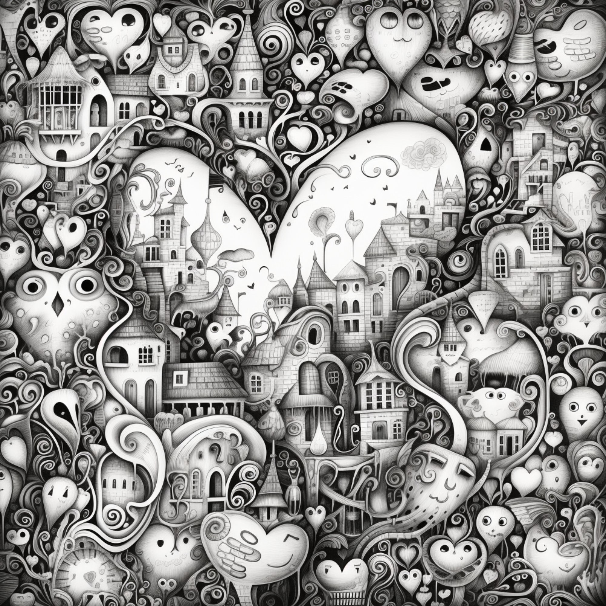 Deepdream Valentine's Day Coloring Pages: 15 Love-themed Designs ...