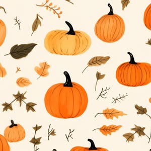 Fall Pattern Digital Image of Pumpkins and Fall Leaves - Etsy