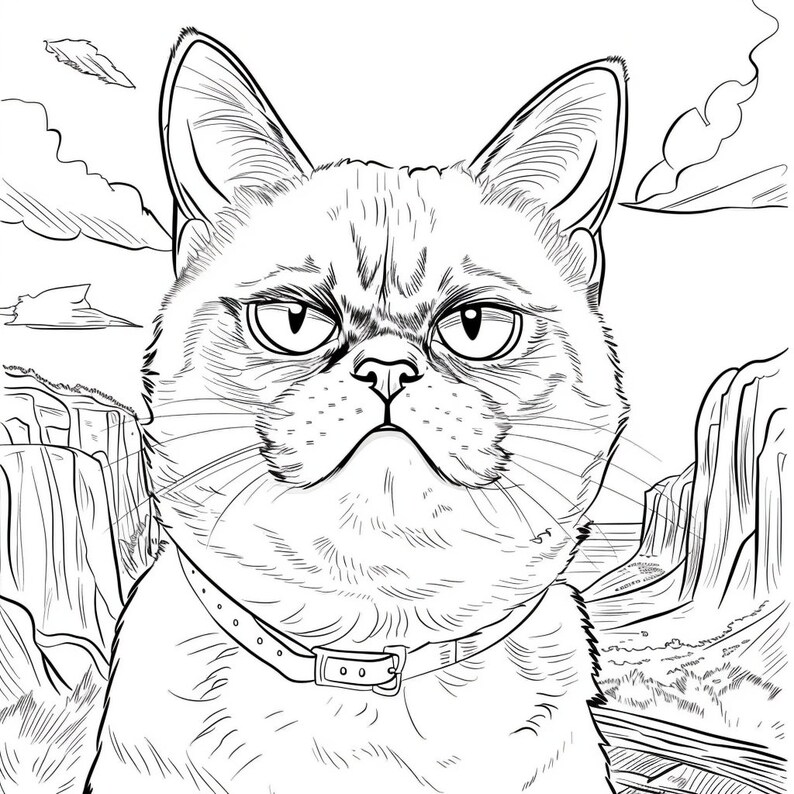 Grumpy Cat Coloring Pages: 63 Whimsical Designs (printable PDF) - Etsy
