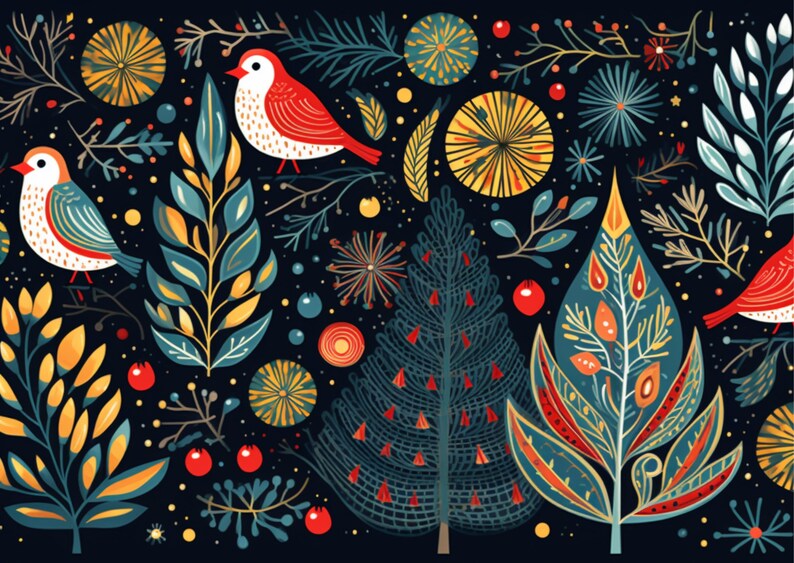 Whimsical Retro Christmas Digital Papers - Quirky and Fun Festive ...