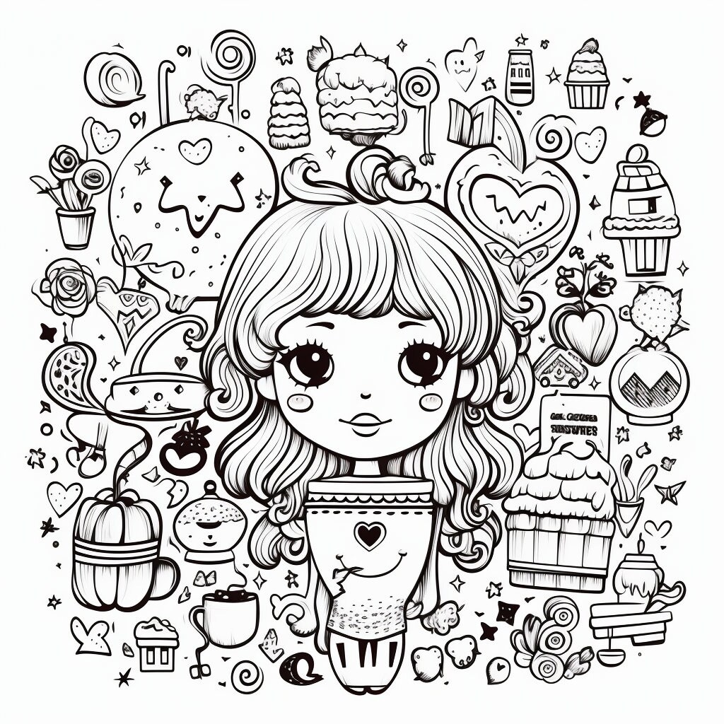 Kawaii and Mochi Cute Valentine's Day Doodle Coloring Pages Collection ...