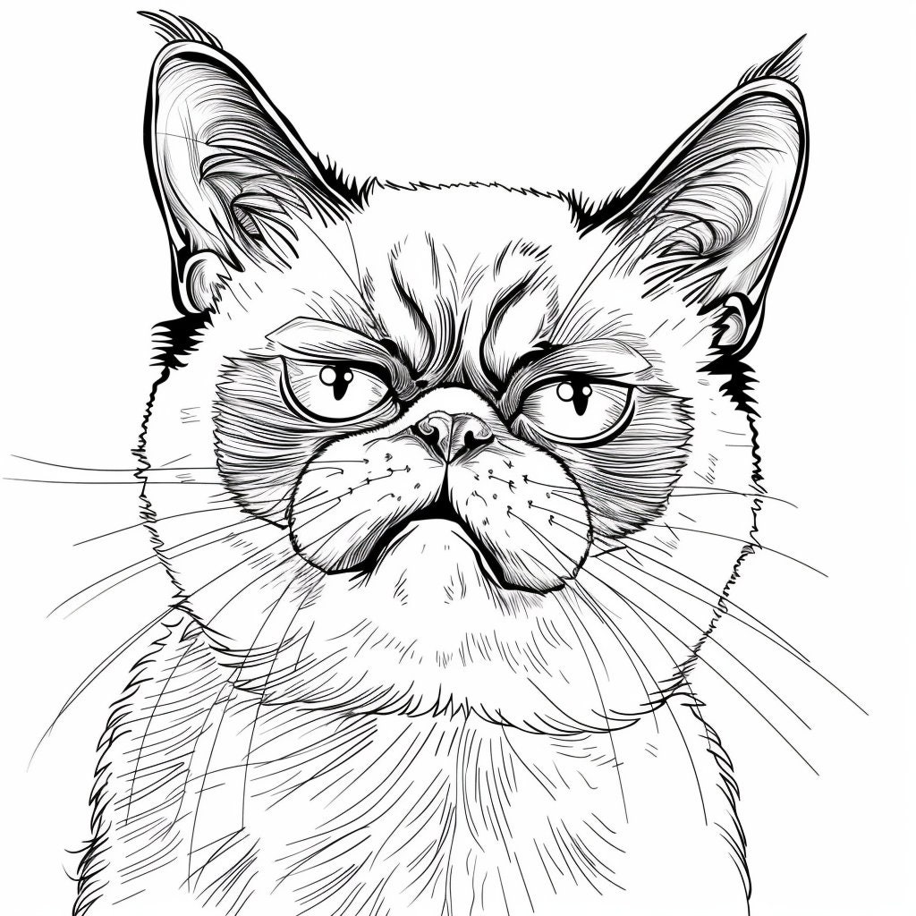 Grumpy Cat Coloring Pages: 63 Whimsical Designs (printable PDF) - Etsy