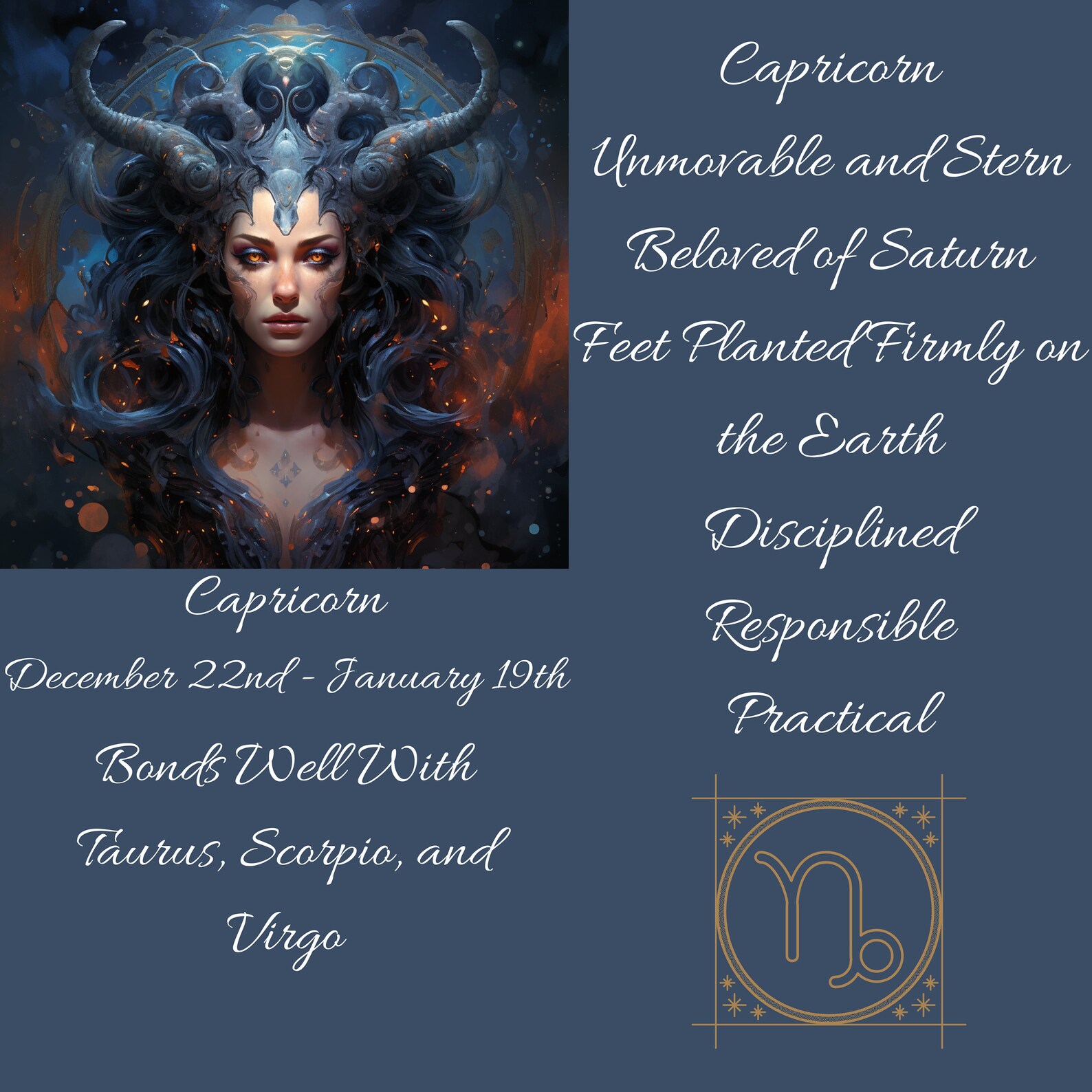 Capricorn Zodiac Sign Art - 12x12 300 DPI PNG + Printable PDF ...