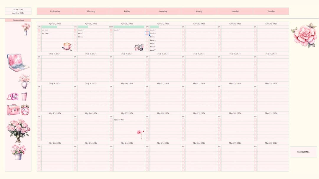 Spring Interactive Calendar: Customizable Google Sheets Template + Pngs ...