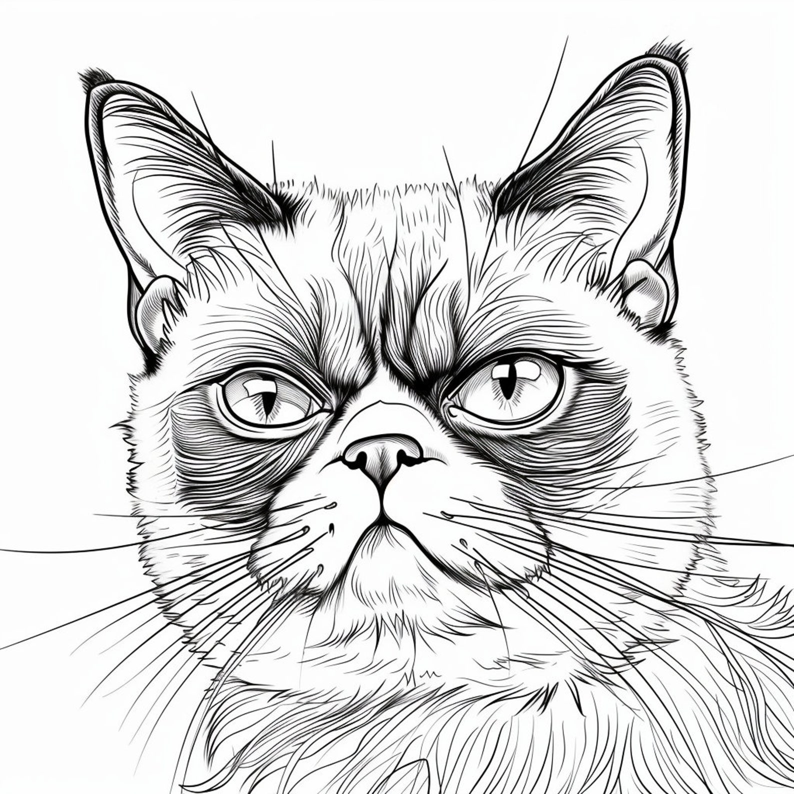 Grumpy Cat Coloring Pages Set - 63 Designs - Printable PDF - Instant ...