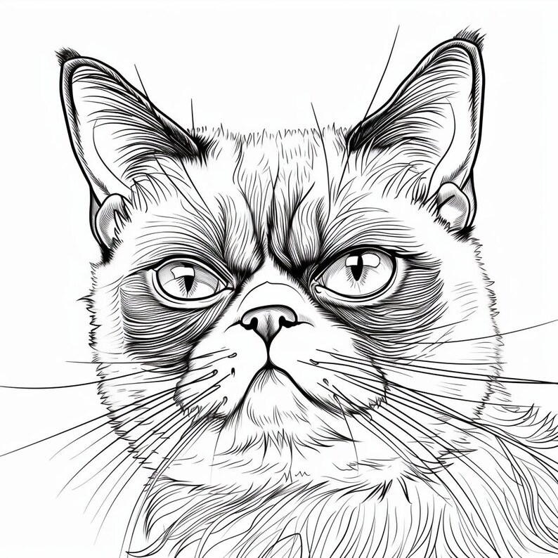 Grumpy Cat Coloring Pages Set - 63 Designs - Printable PDF - Instant ...