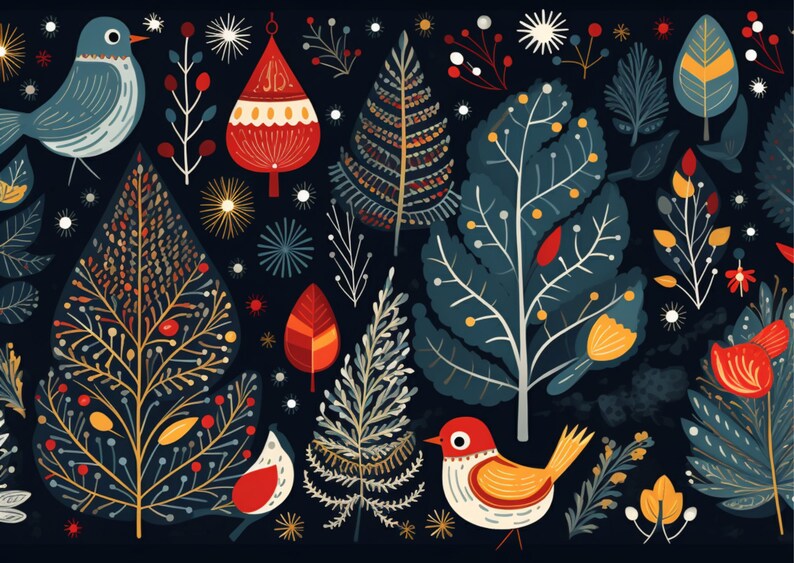 Whimsical Retro Christmas Digital Papers - Quirky and Fun Festive ...