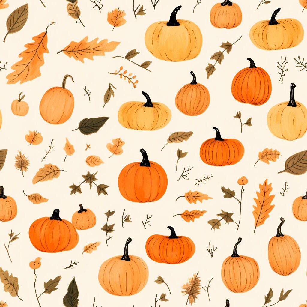 Fall Pattern Digital Image of Pumpkins and Fall Leaves - Etsy