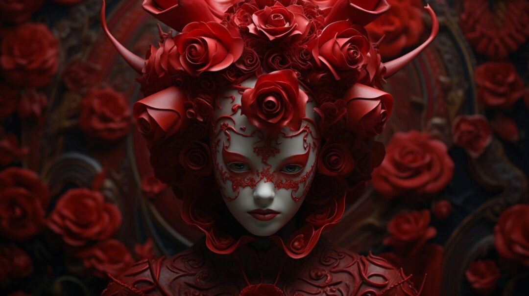 Red Devil Rose Queen Art Print: Dark Fantasy Home Decor (digital ...