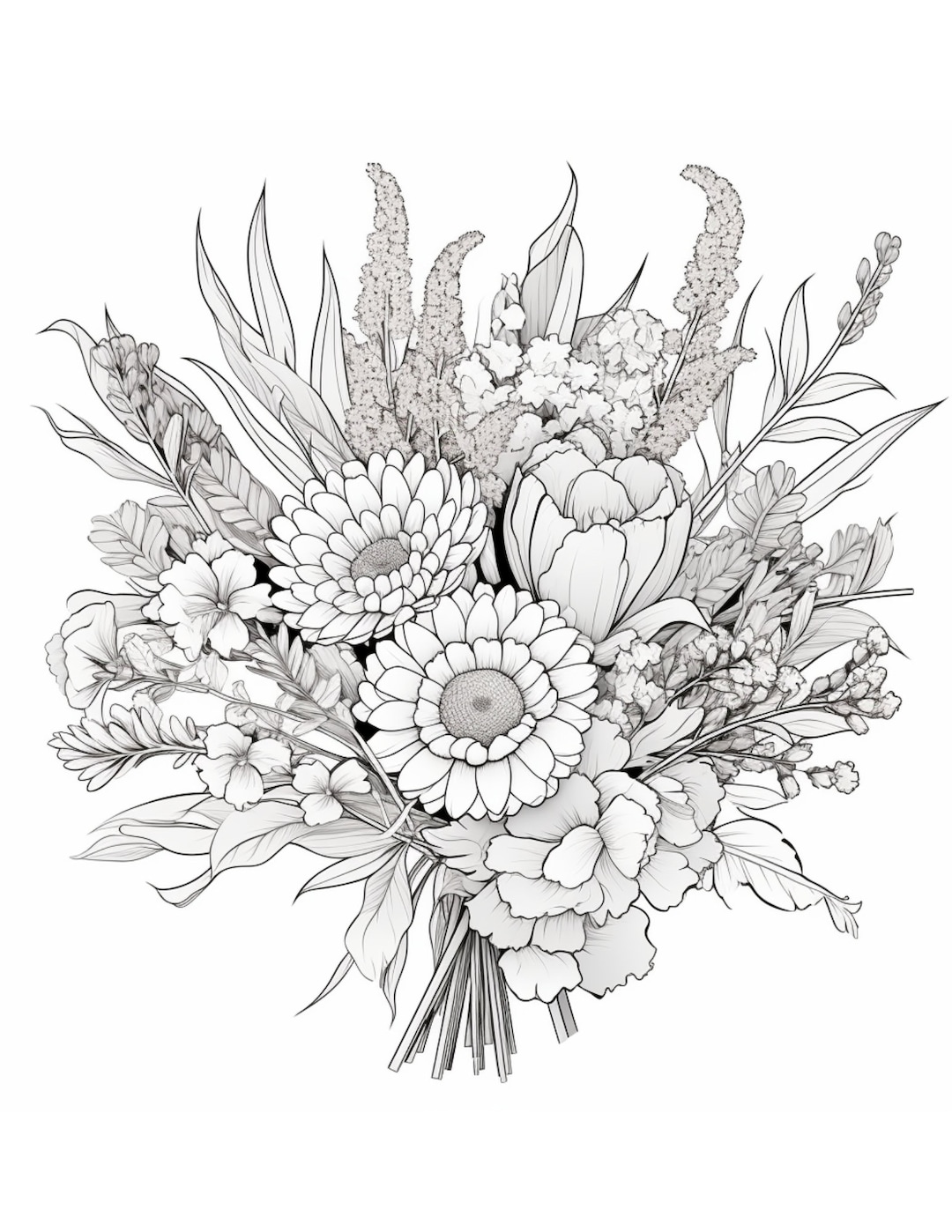 Dried Florals Coloring Pages: 50 Art Therapy Designs (PDF & PNG) - Etsy