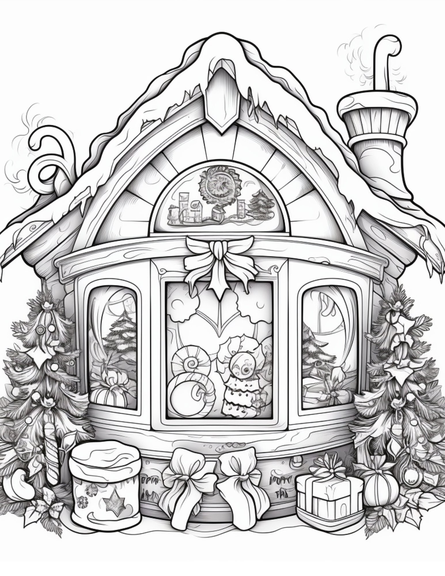 Festive Christmas Coloring Pages - Trees, Baubles, Windows & Snow ...