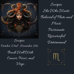 Scorpio Zodiac Sign Art - 12x12 300 DPI PNG + Printable PDF Depictions ...