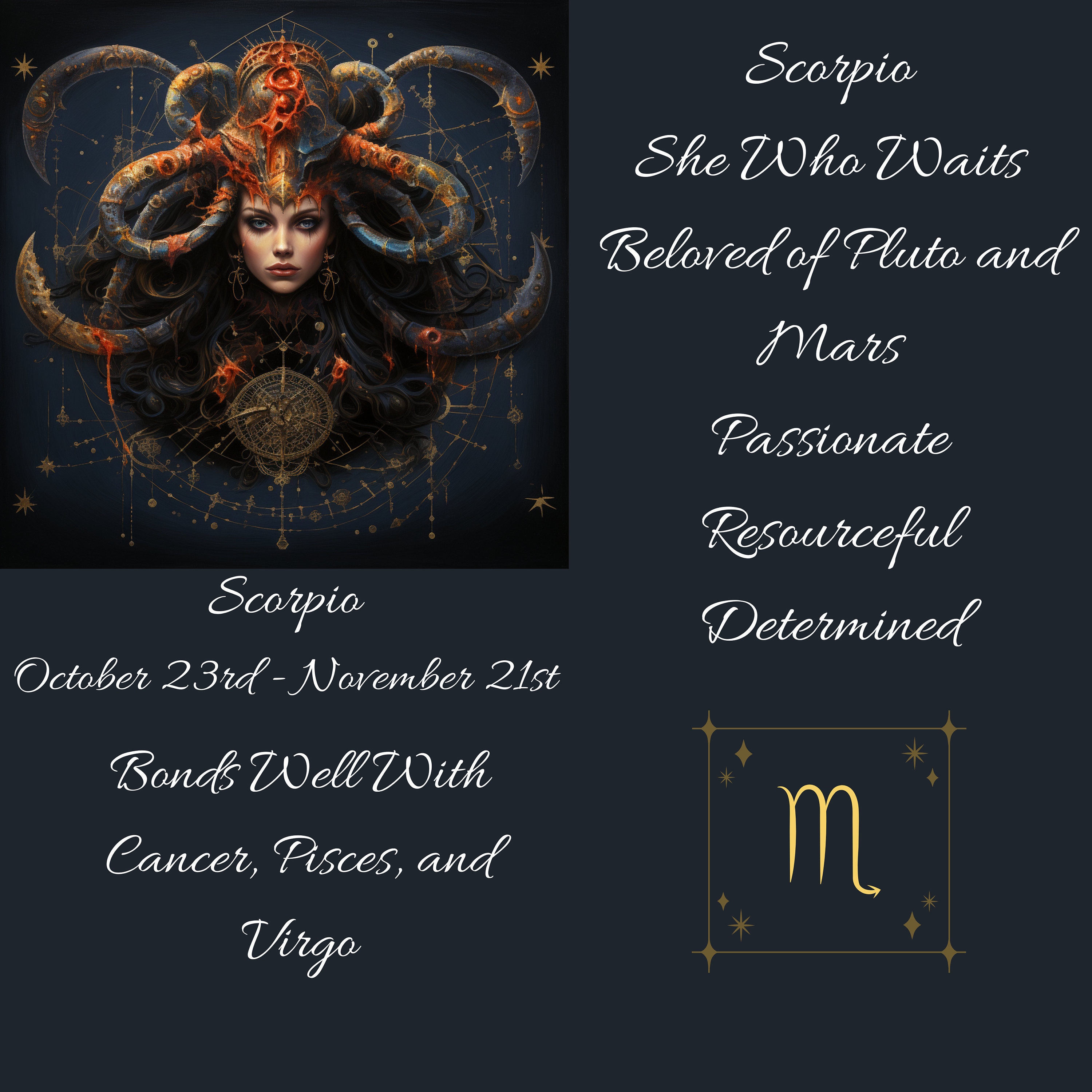 Scorpio Zodiac Sign Art - 12x12 300 DPI PNG + Printable PDF Depictions ...