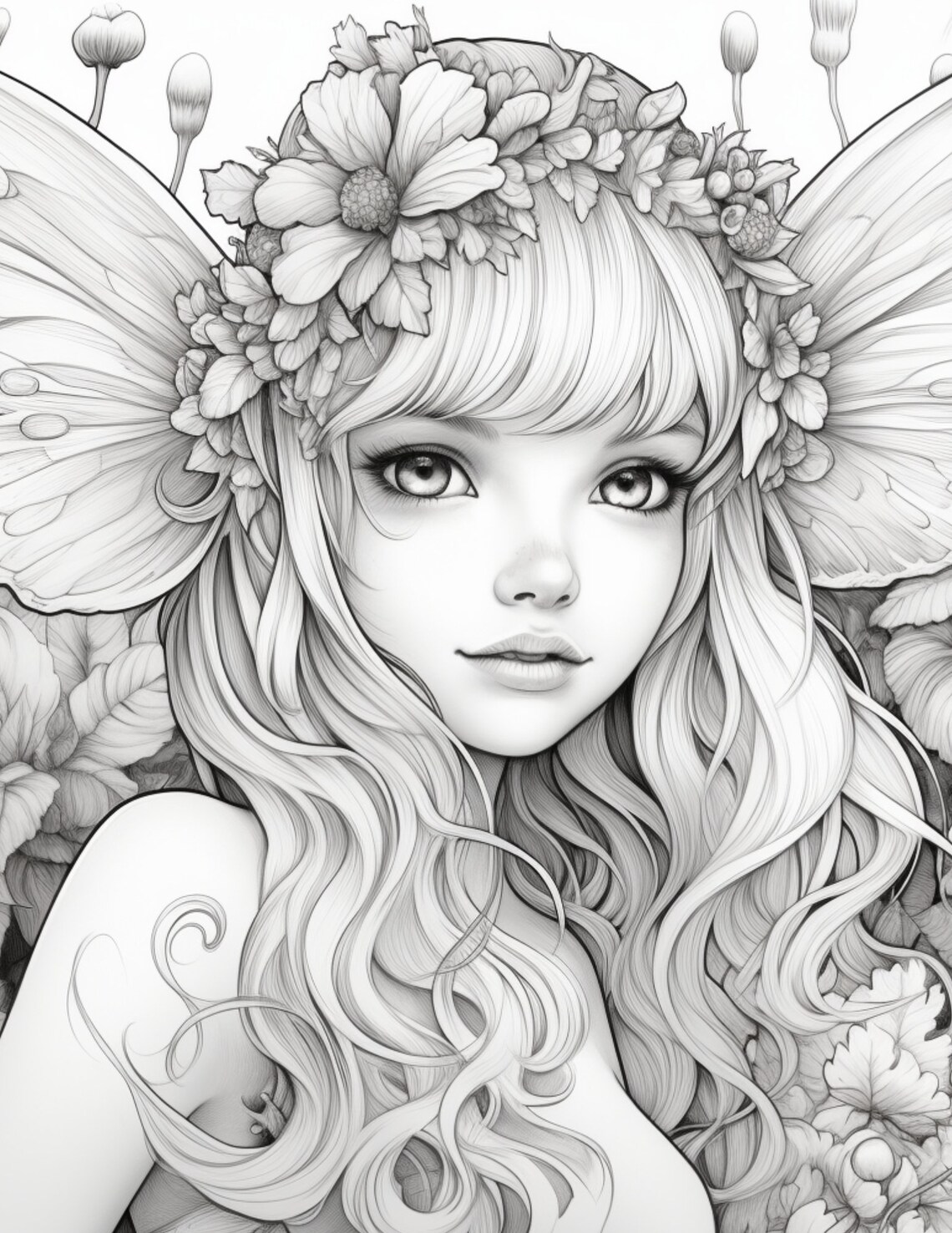 75 Magical Fairy Coloring Pages 8.5 X 11 .png and PDF Embark on a ...