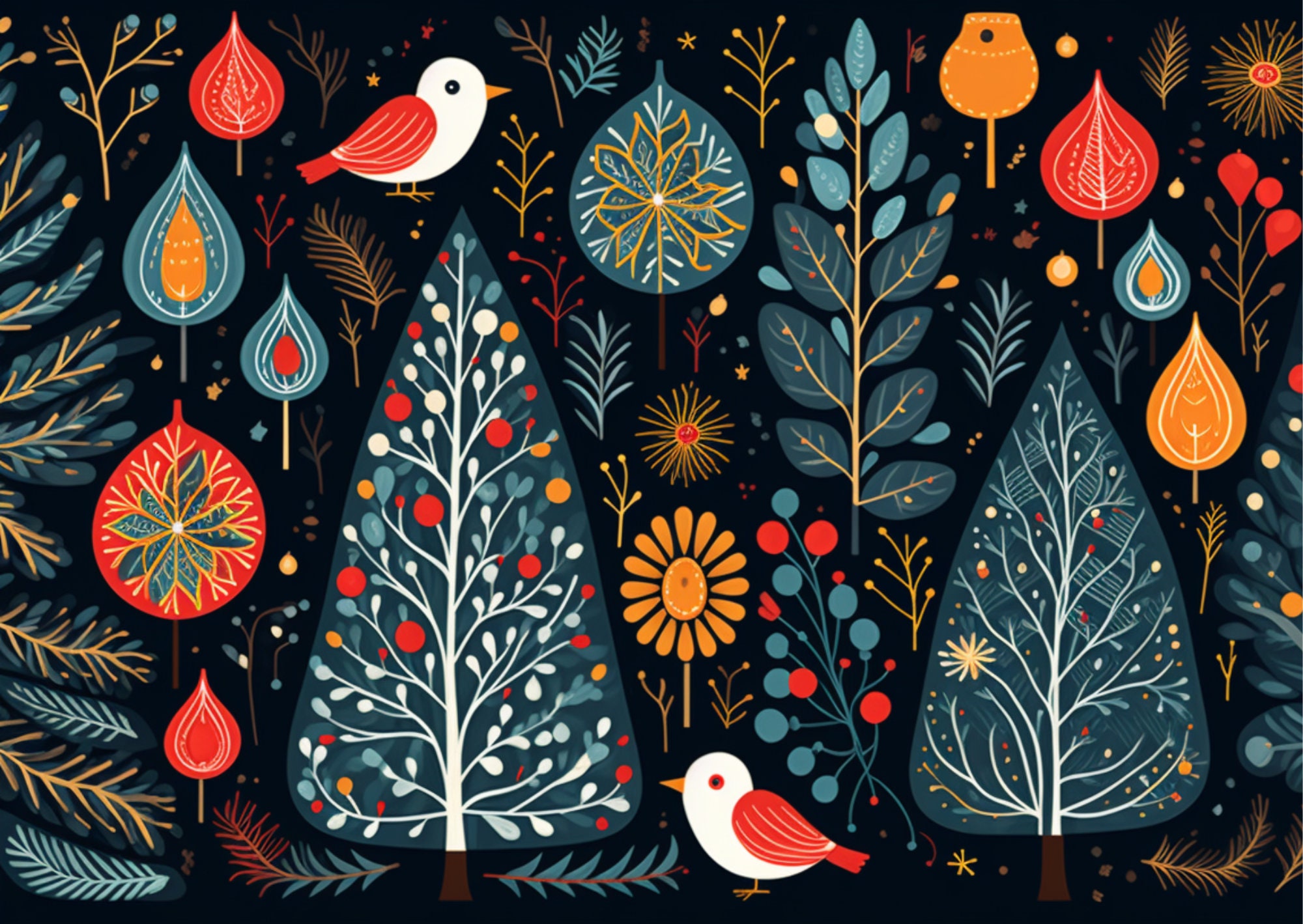 Whimsical Retro Christmas Digital Papers - Quirky and Fun Festive ...