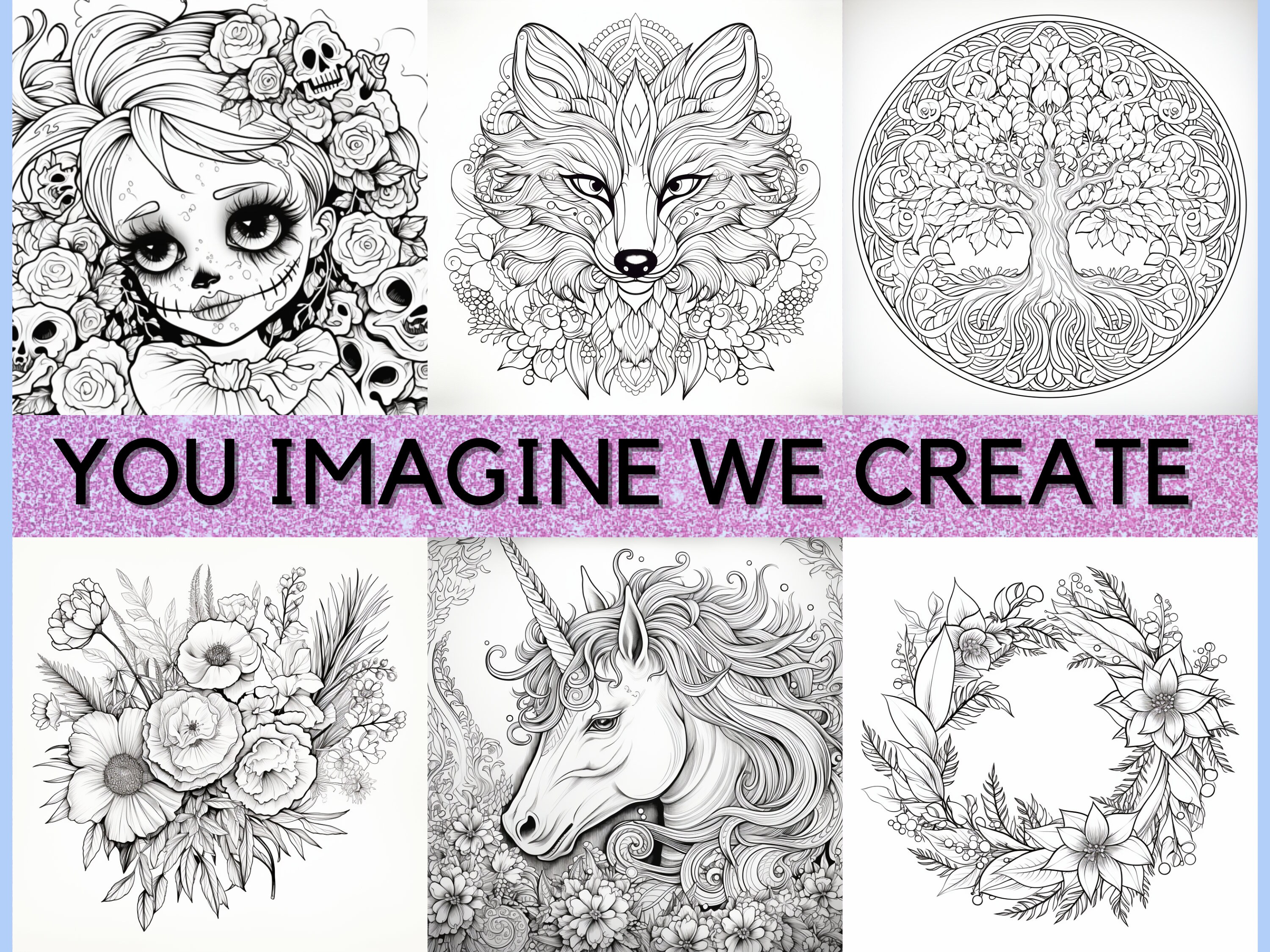 Custom Ai-generated Coloring Pages - 100 Unique Designs - Digital PDF ...