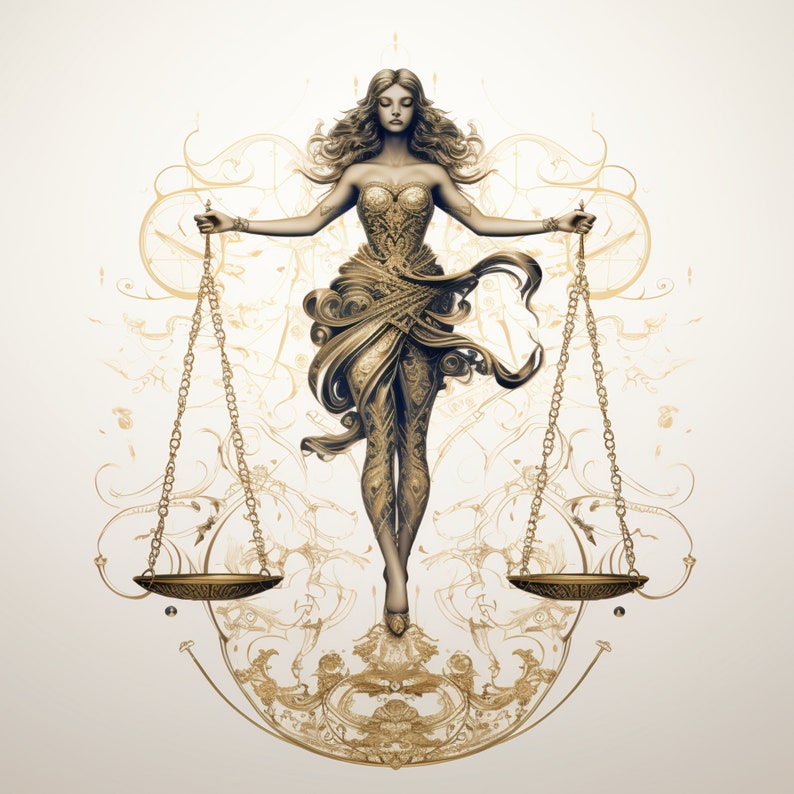 Libra Zodiac Sign Art - 12x12 300 DPI PNG + Printable PDF Depictions ...