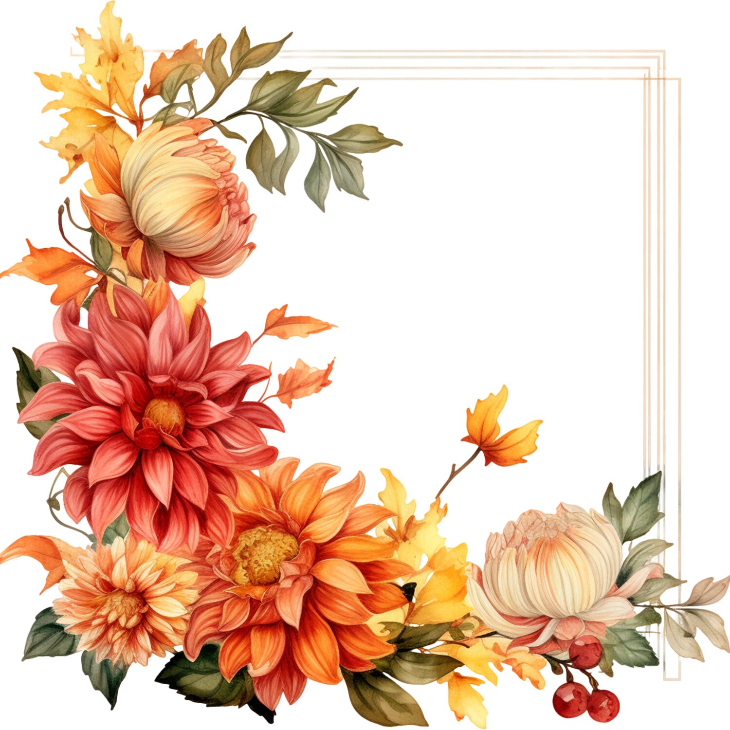 Autumn Clipart Frames: Handcrafted Fall Digital Borders (PNG) - Etsy