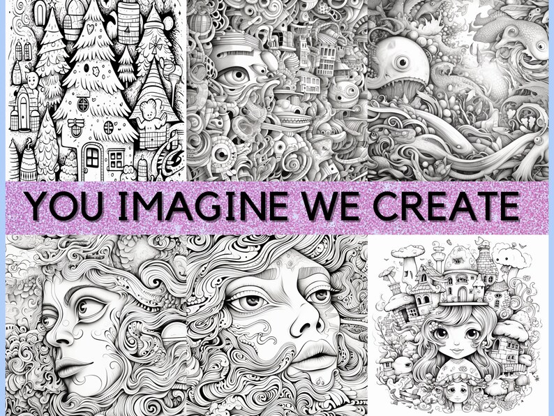 Custom Ai-generated Coloring Pages - 100 Unique Designs - Digital PDF ...