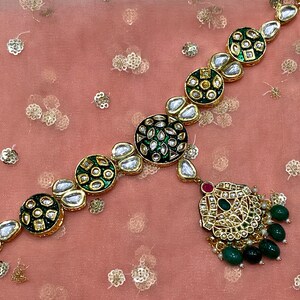 Emerald Green Gold Sabyasachi Inspired Kundan Bridal Necklace Set ...
