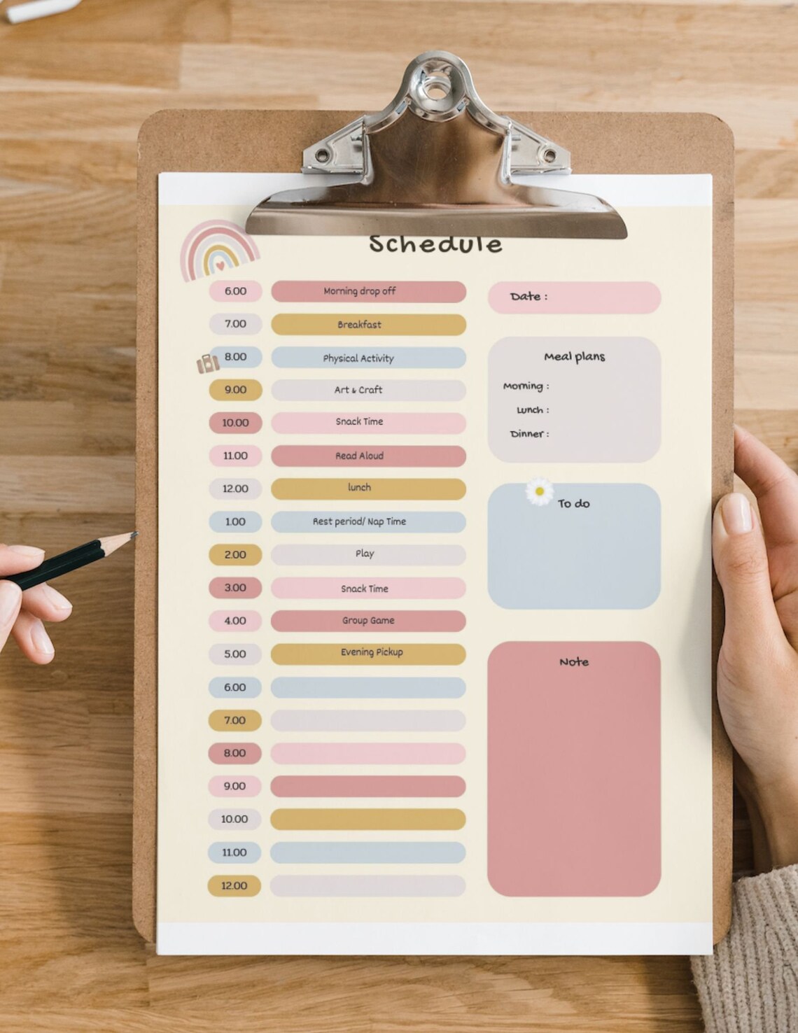 Class Schedule Template Daycare Schedule Editable I Daily Checklist for ...