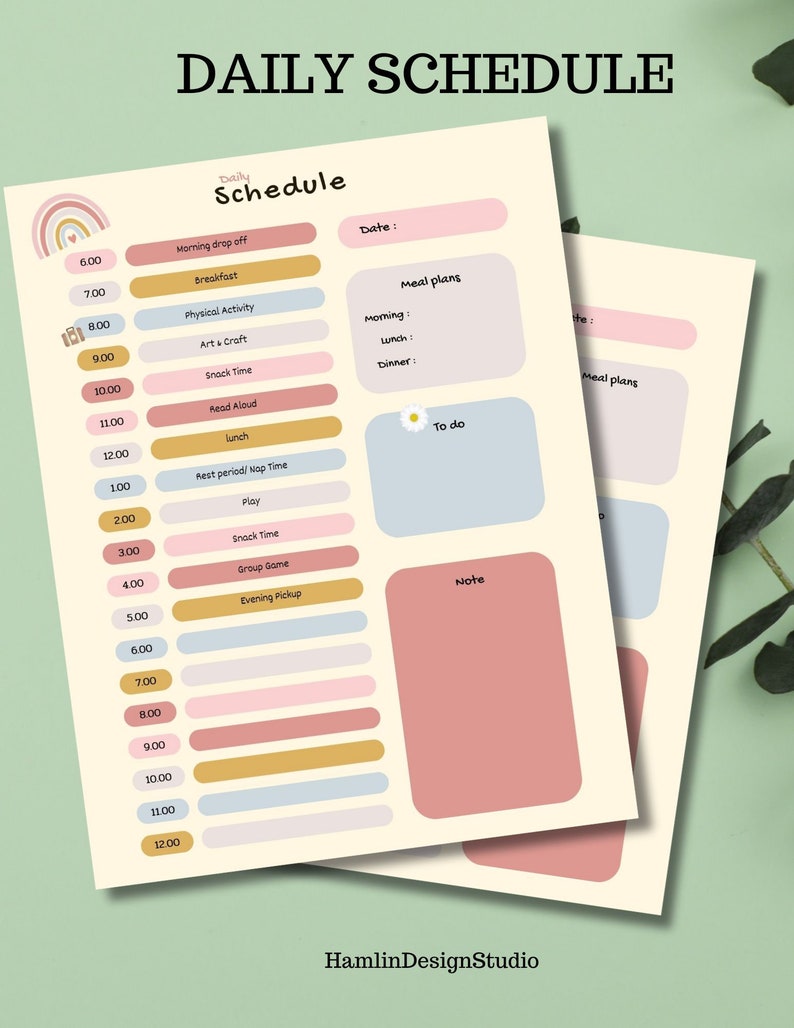 Class Schedule Template Daycare Schedule Editable I Daily Checklist for ...