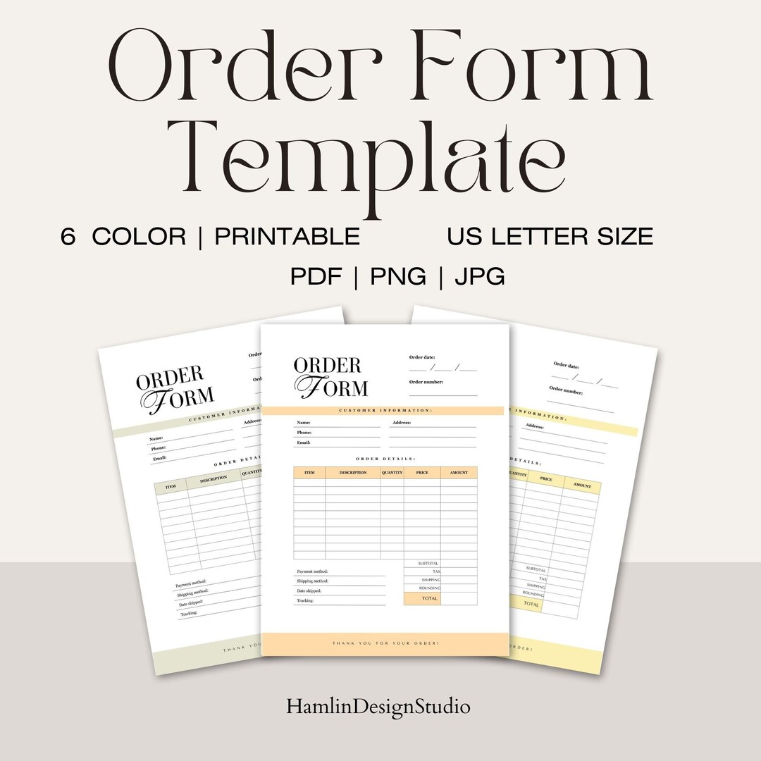 Order Form Template PDF Order Forms Bundle Purchase Order - Etsy