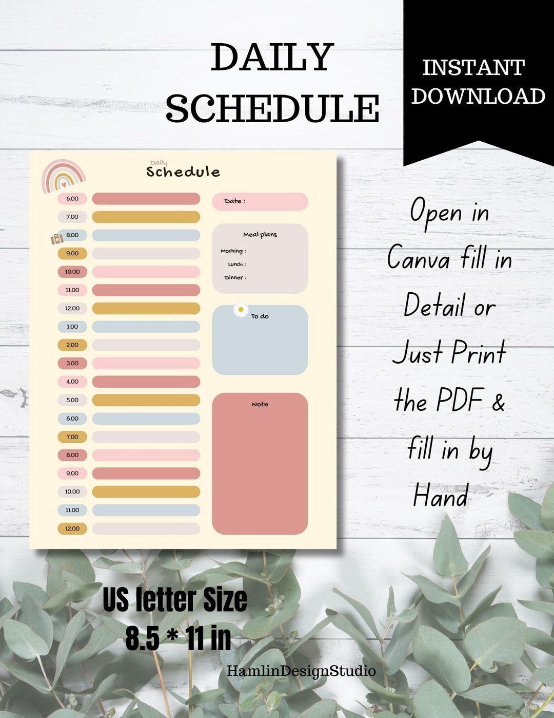 Class Schedule Template Daycare Schedule Editable I Daily Checklist for ...
