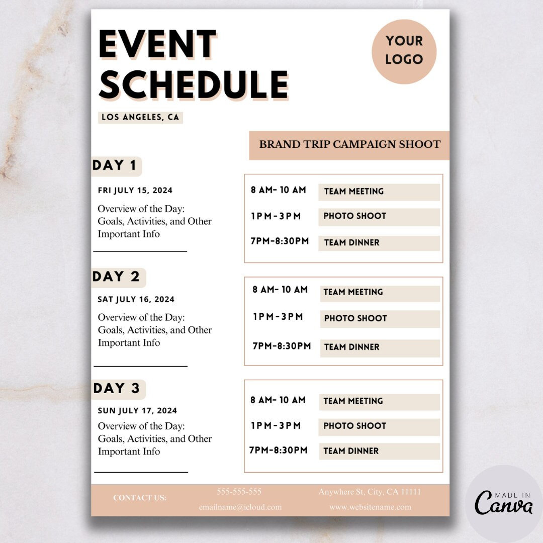 Event Schedule Template, Event Timeline, Planning Template, Event ...