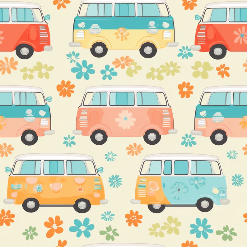 Groovy Van 2 Seamless Tile Pattern - Etsy