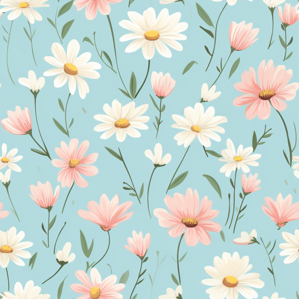 Daisies Seamless Tile Pattern - Etsy