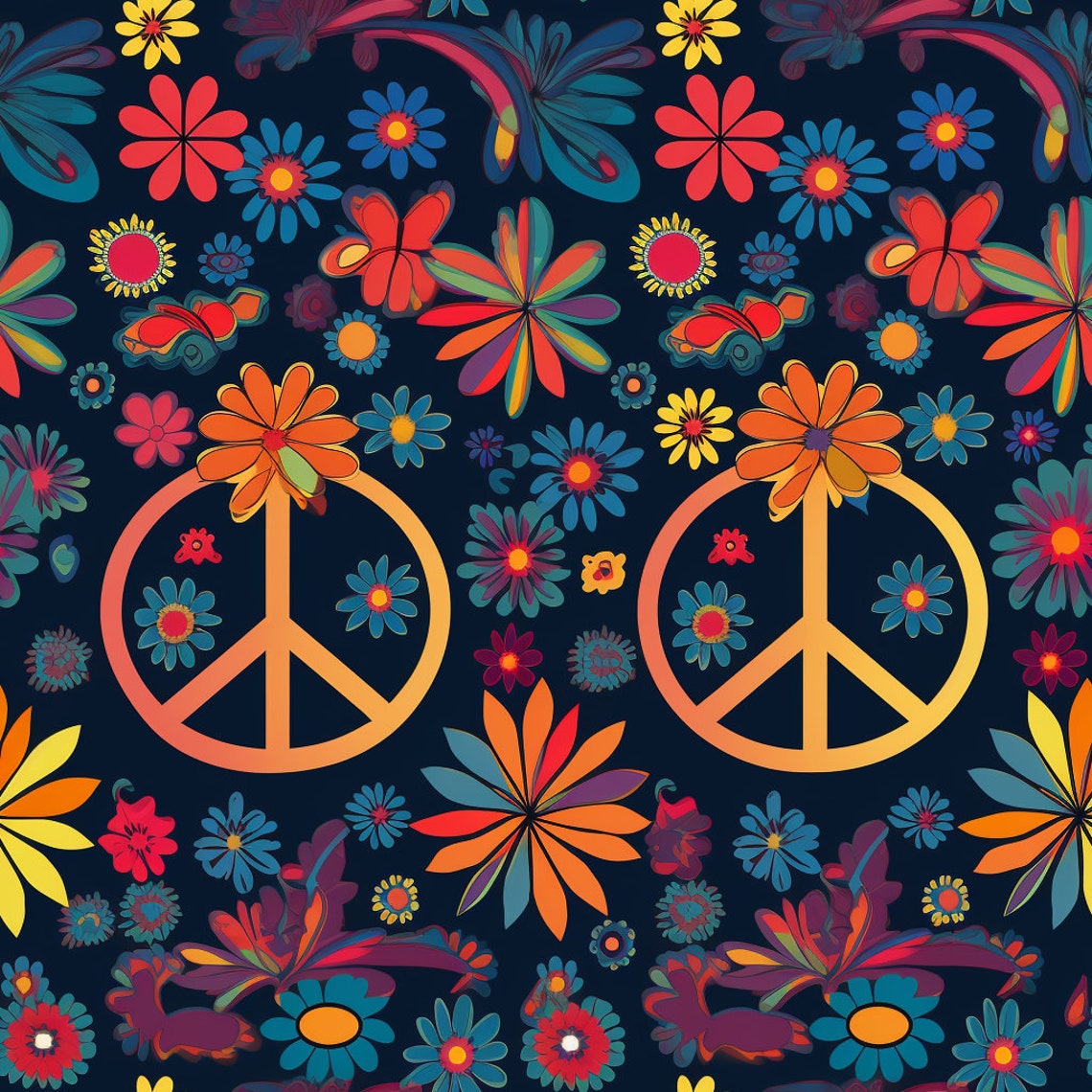 Peace Symbol Seamless Tile Pattern - Etsy