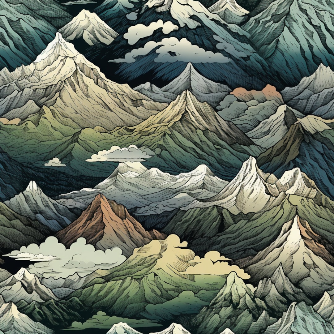 Mountains Seamless Tile Pattern - Etsy