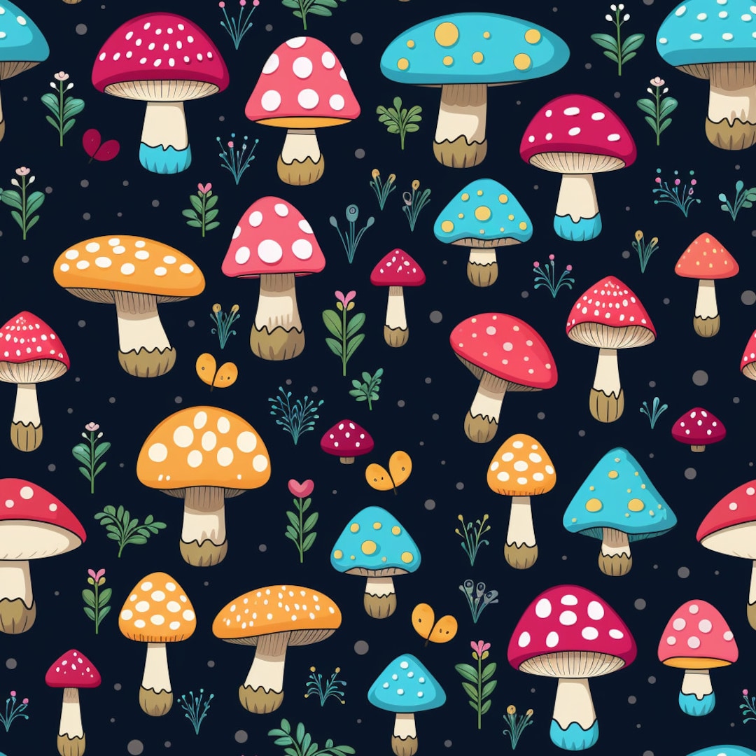 Mushrooms 1 Seamless Tile Pattern - Etsy