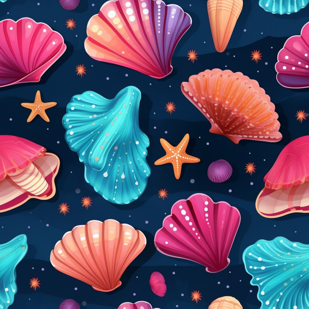 Seashells Seamless Tile Pattern - Etsy
